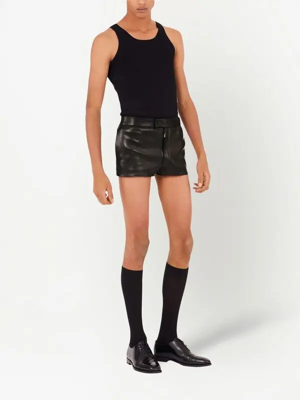 FERRAGAMO Nappa Leather Mini Shorts