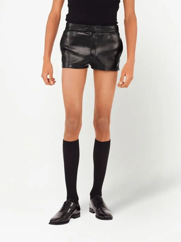 FERRAGAMO Nappa Leather Mini Shorts