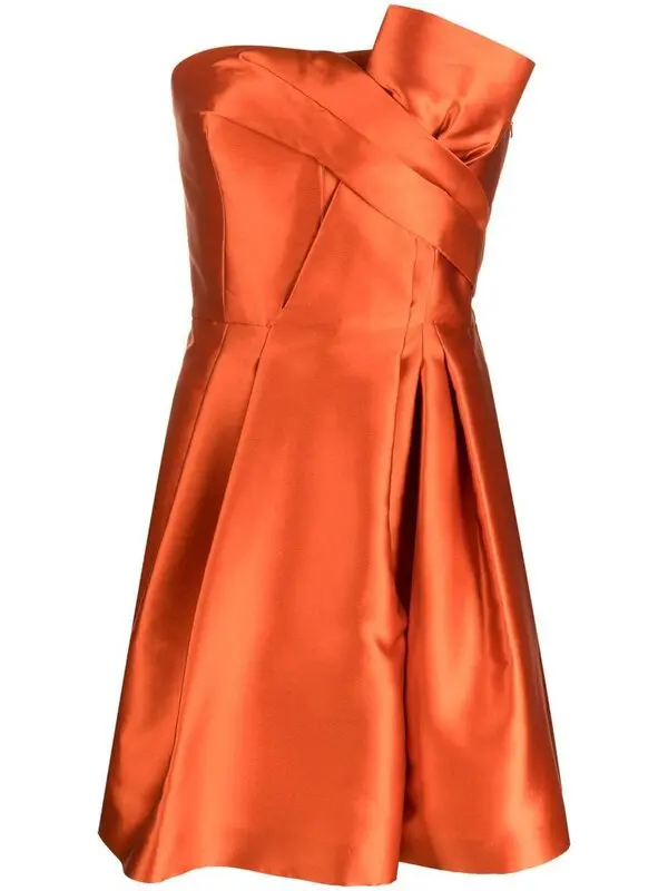 Alberta Ferretti Satin Finish Short Dress - Orange
