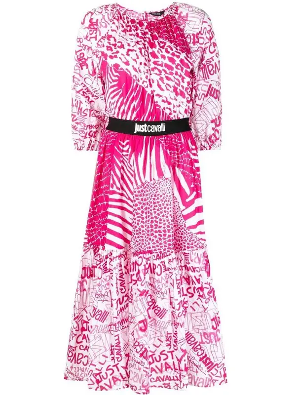 Just Cavalli Graphic-print Flared Midi Dress