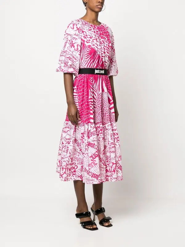 Just Cavalli Graphic-print Flared Midi Dress