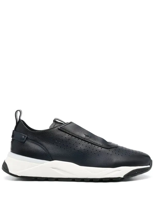 Santoni Low-top Leather Sneakers - Blue