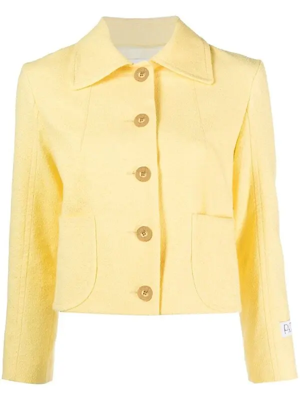 Patou Cropped Shirt Jacket - Yellow