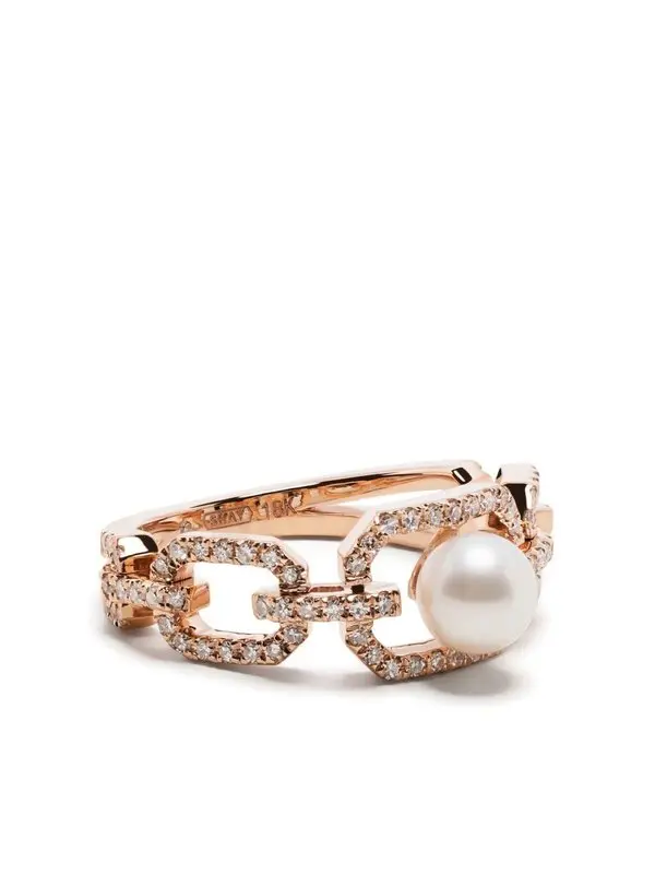 Shay 18k Rose Diamond And Pearl Ring - Gold