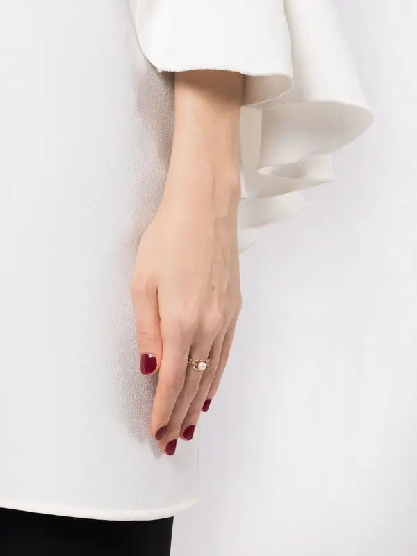 Shay 18k Rose Diamond And Pearl Ring