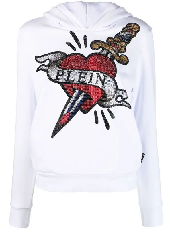 Philipp Plein Graphic-print Cropped Hoodie - White