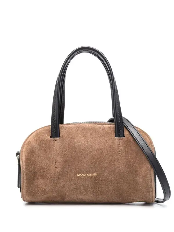 Manu Atelier Hourglass Suede Bowling Bag