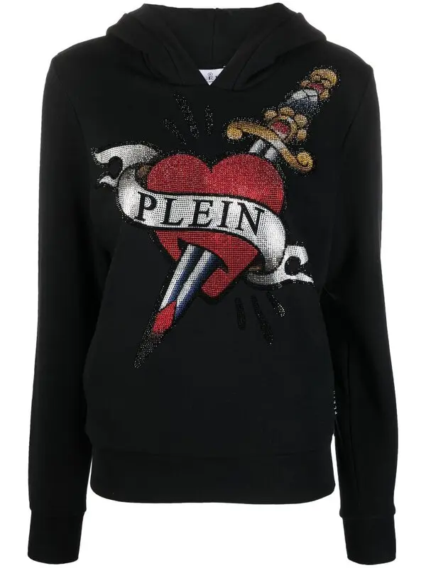 Philipp Plein Crystal-embellished Logo Hoodie - Black