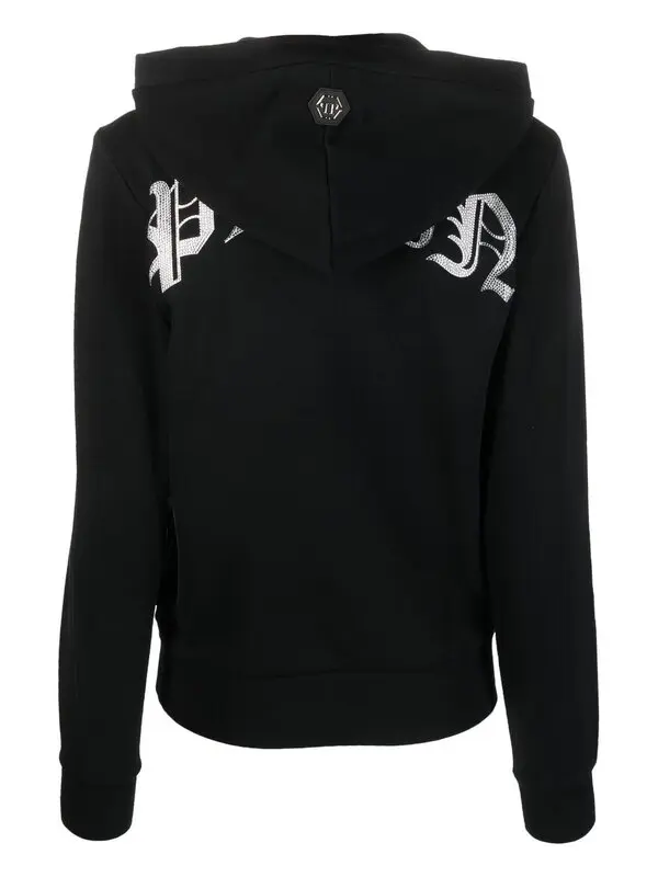 Philipp Plein Crystal-embellished Logo Hoodie - Black