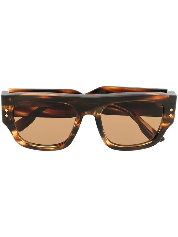 Gucci Logo Square-frame Sunglasses - Brown