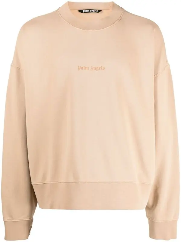 Palm Angels Logo-print Cotton Sweatshirt - Neutrals