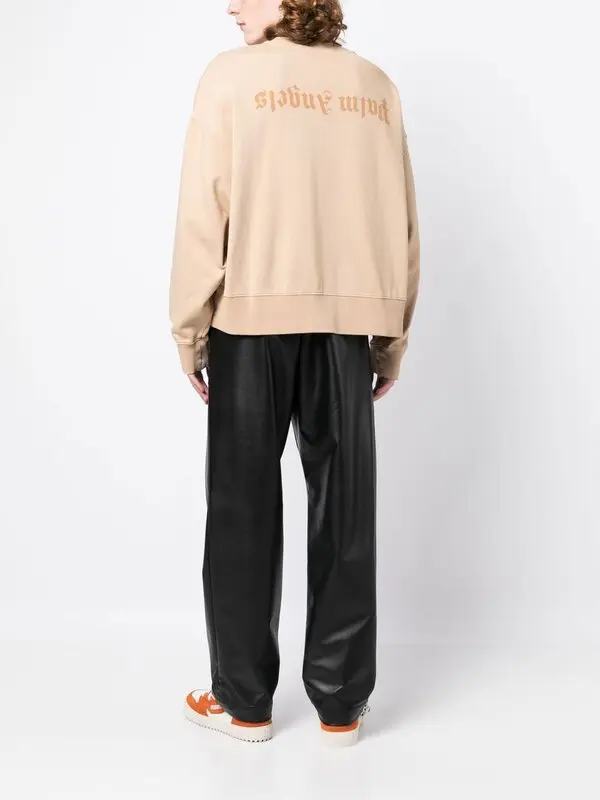 Palm Angels Logo-print Cotton Sweatshirt - Neutrals