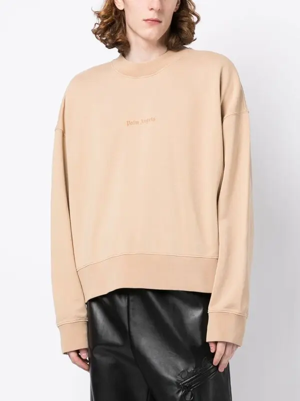 Palm Angels Logo-print Cotton Sweatshirt - Neutrals