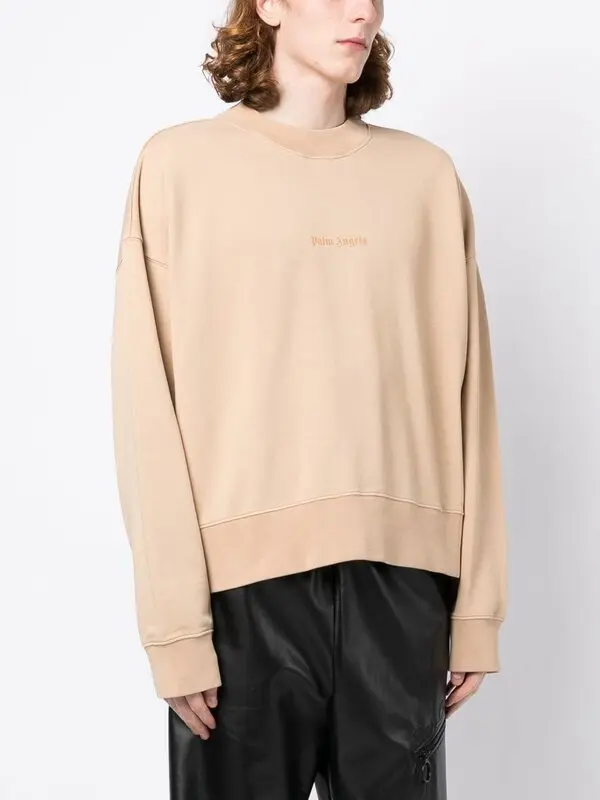 Palm Angels Logo-print Cotton Sweatshirt - Neutrals