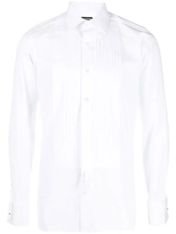 TOM FORD Pleat-detail Cotton Shirt - White