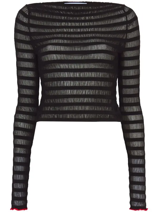 Proenza Schouler White Label Striped Sheer Top - Black