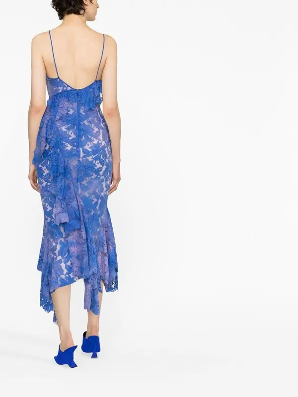 Attico Thelma Lace Draped Dress - Blue