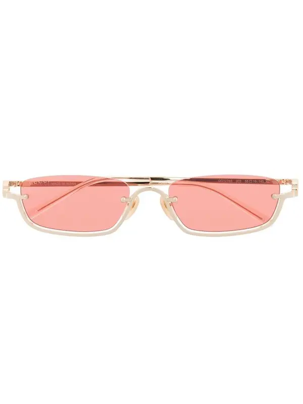 Gucci Slim Rectangular-Frame Sunglasses - Gold | Editorialist display picture 2