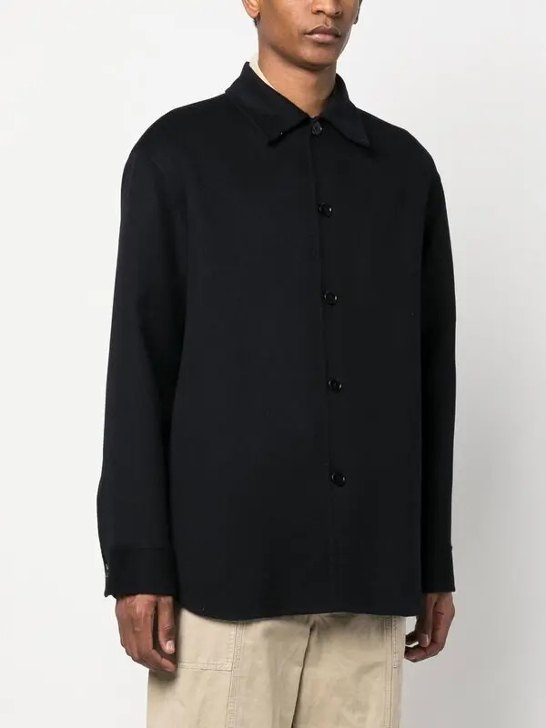 JIL SANDER Long-sleeve Cashmere Shirt Jacket - Blue