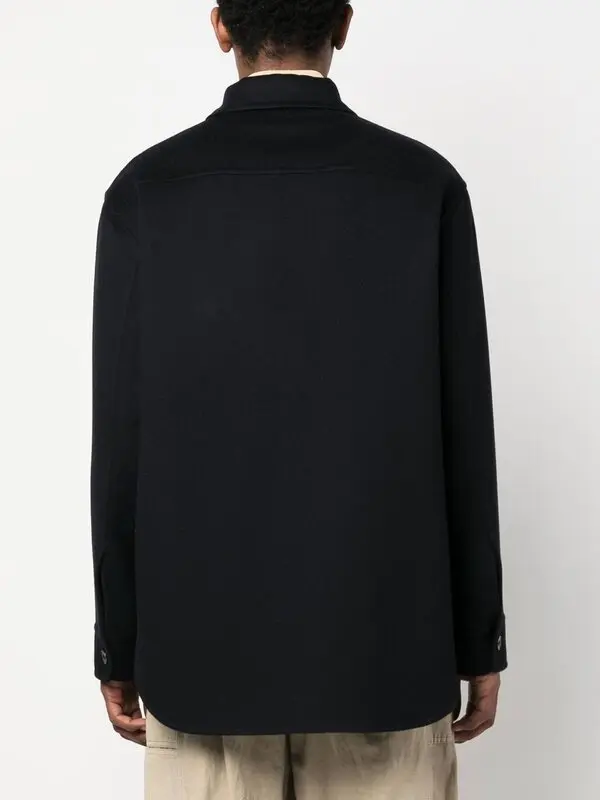 JIL SANDER Long-sleeve Cashmere Shirt Jacket - Blue