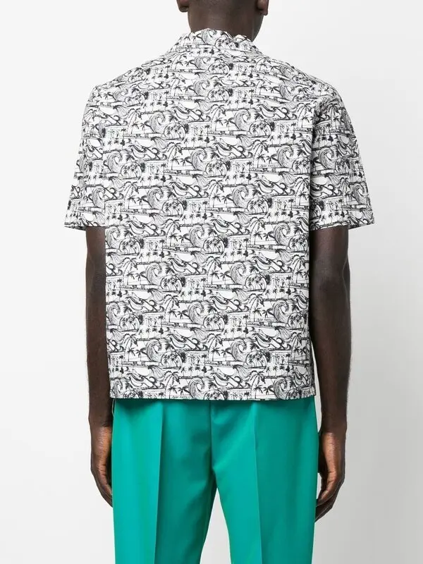 Palm Angels Waves-print Bowling Shirt