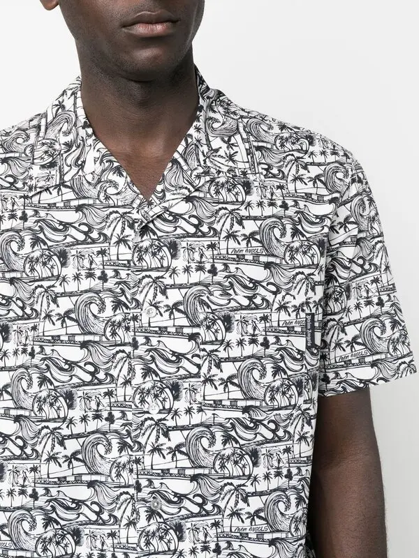 Palm Angels Waves-print Bowling Shirt