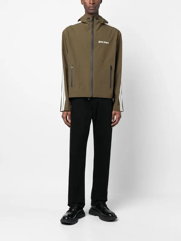Palm Angels Side-stripe Hooded Jacket - Green
