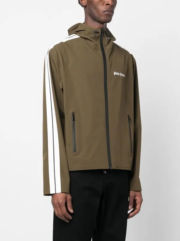 Palm Angels Side-stripe Hooded Jacket - Green
