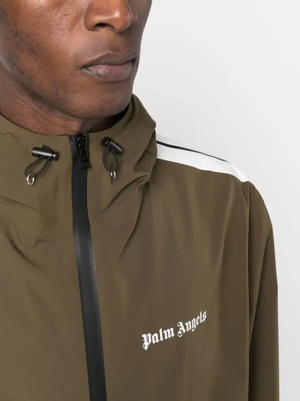 Palm Angels Side-stripe Hooded Jacket - Green