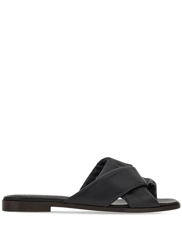 FERRAGAMO Knot-detail Leather Slides