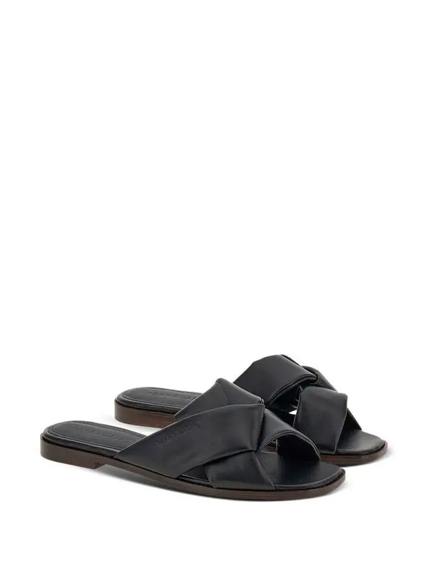 FERRAGAMO Knot-detail Leather Slides