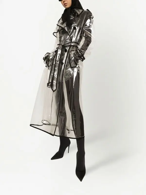 Dolce & Gabbana Contrast-trim Trench Coat - Black