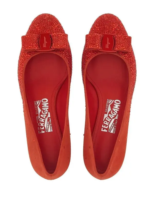 FERRAGAMO Vara Bow Crystal Embellished Pumps - Red