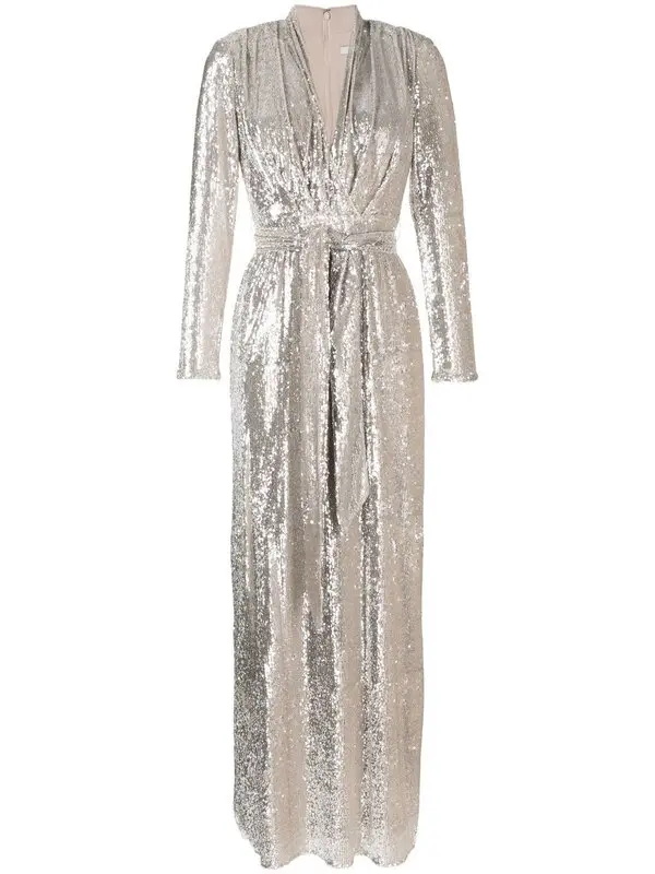 Badgley Mischka Plunge Sequin Gown