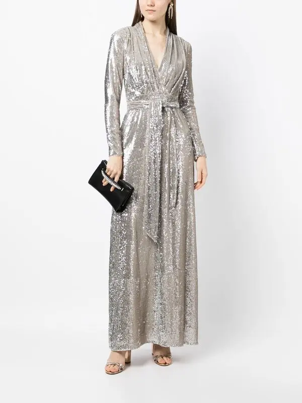 Badgley Mischka Plunge Sequin Gown