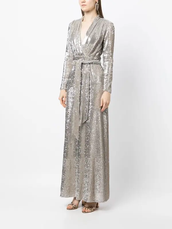 Badgley Mischka Plunge Sequin Gown