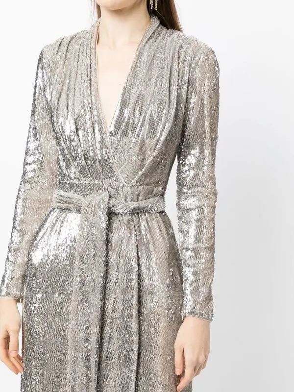Badgley Mischka Plunge Sequin Gown