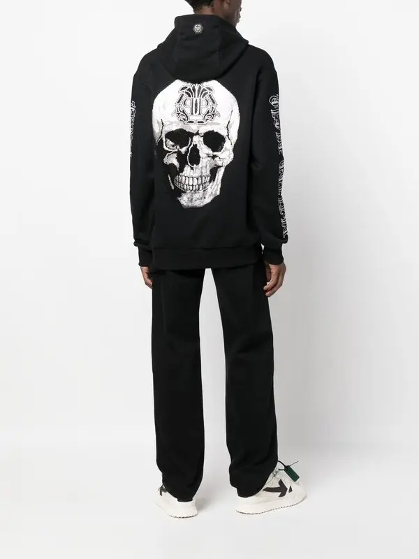 Philipp Plein Skull-print Logo Hoodie - Black