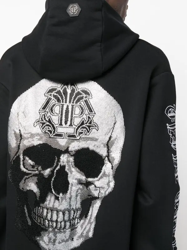 Philipp Plein Skull-print Logo Hoodie - Black