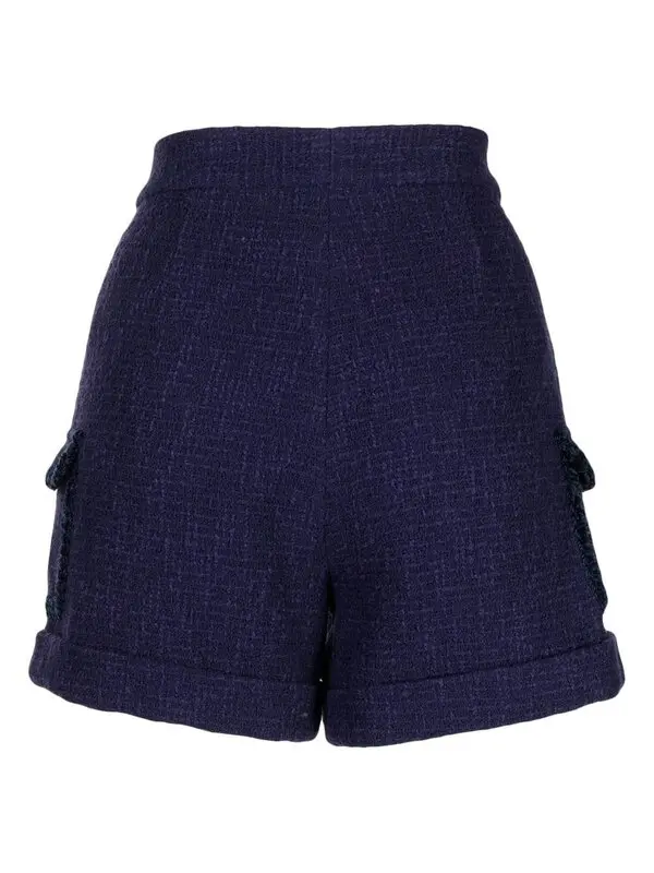 EDWARD ACHOUR PARIS Tweed Pocketed Shorts - Blue