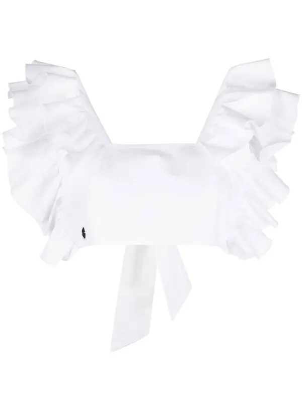 Philipp Plein Cropped Top With Ruffle Trim