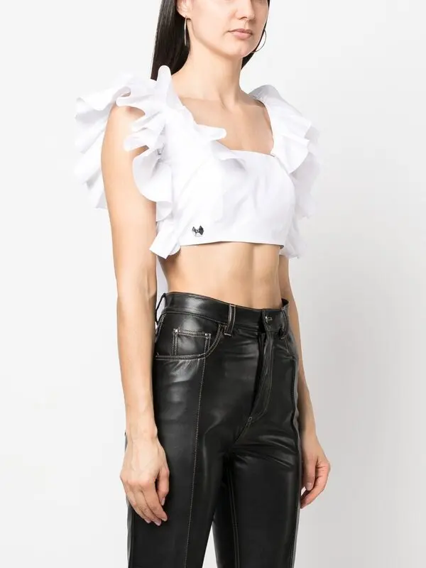 Philipp Plein Cropped Top With Ruffle Trim