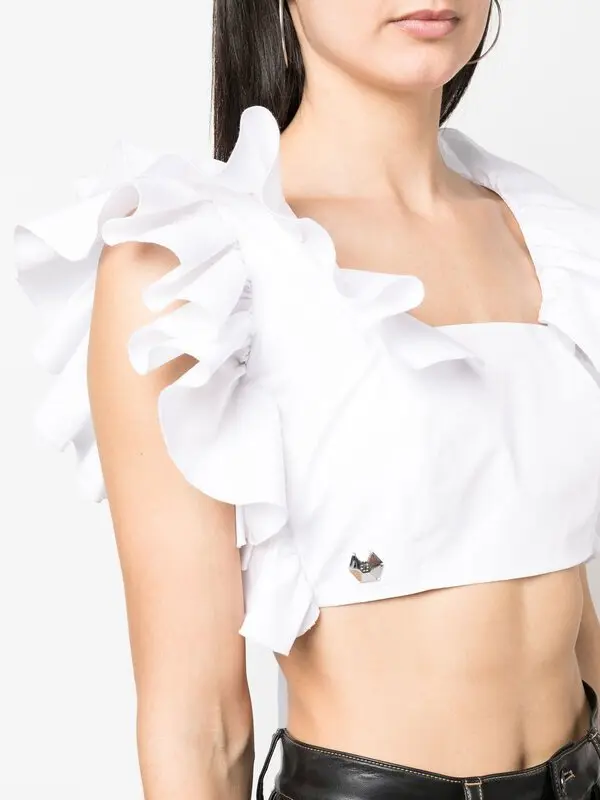 Philipp Plein Cropped Top With Ruffle Trim