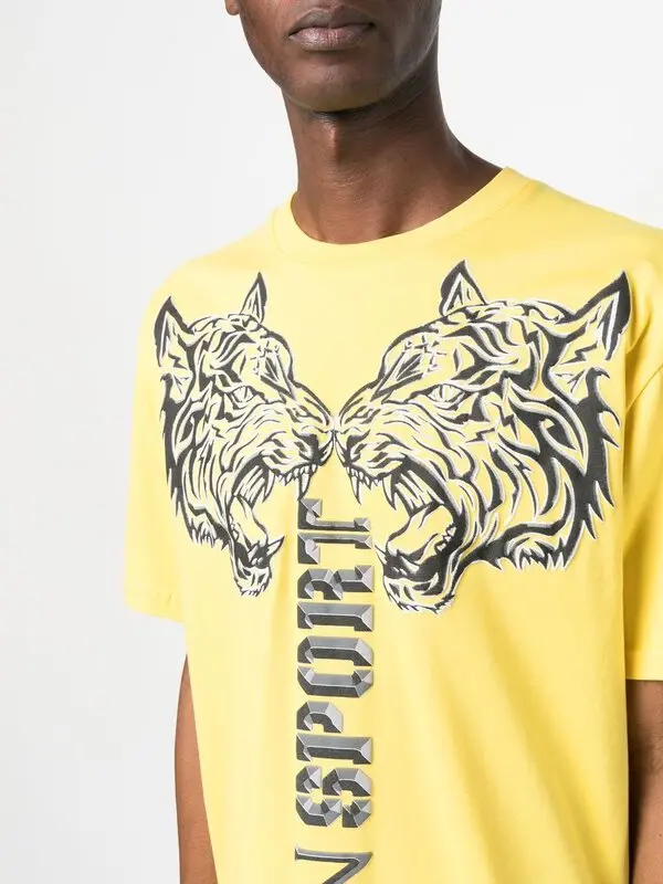 PLEIN SPORT Crew Neck Tiger-print T-shirt