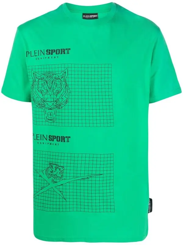 PLEIN SPORT Crew Neck Tiger-print T-shirt - Green