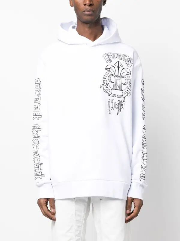 Philipp Plein Skull-print Embroidered Hoodie - White