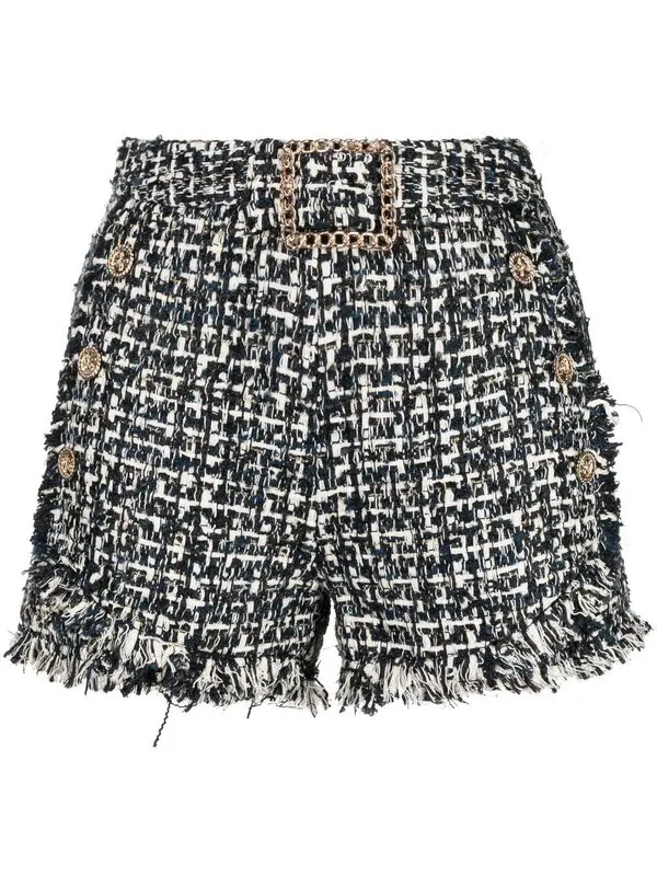 EDWARD ACHOUR PARIS Rough-cut Tweed Shorts - Black