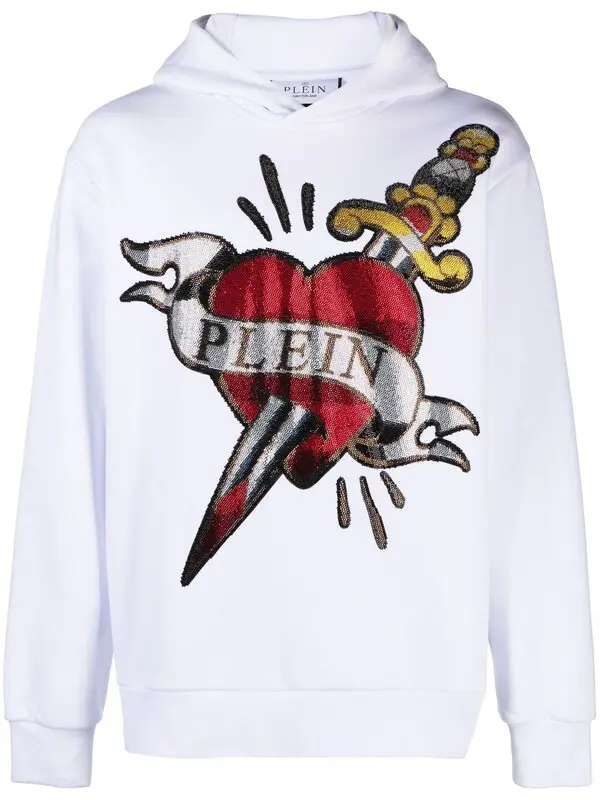 Philipp Plein Rhinestone-embellished Hoodie - White