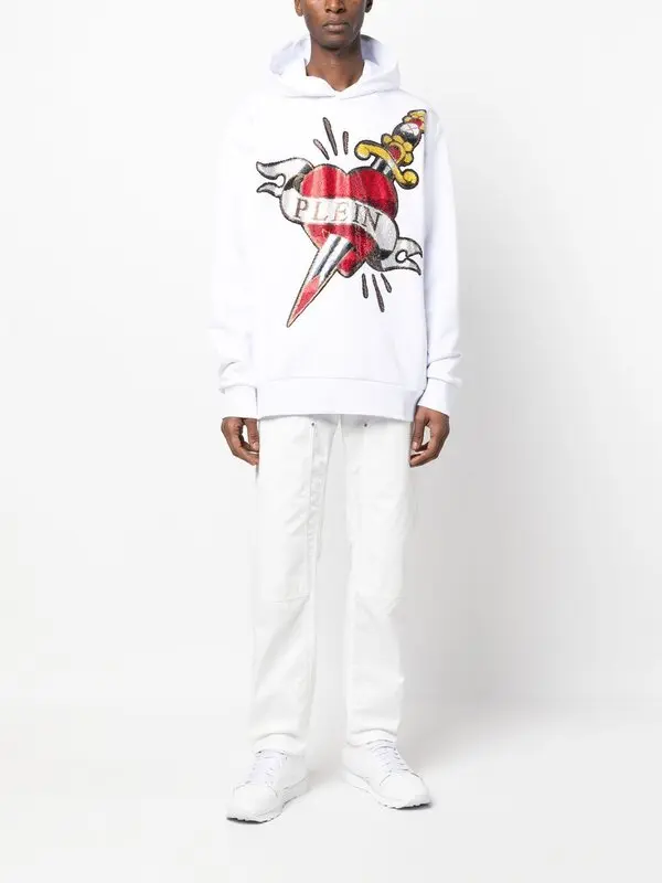 Philipp Plein Rhinestone-embellished Hoodie - White
