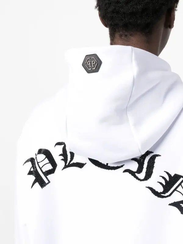 Philipp Plein Rhinestone-embellished Hoodie - White